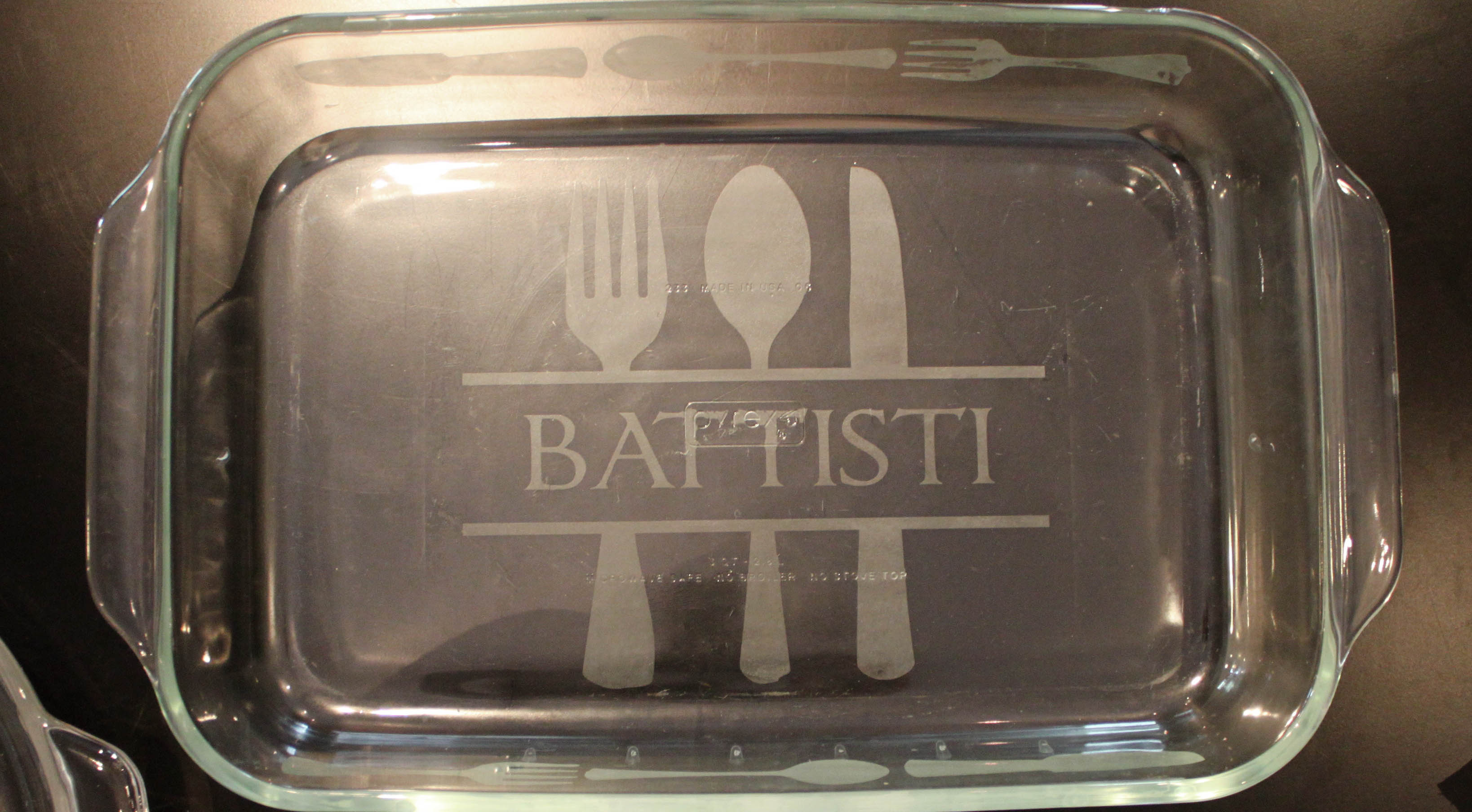 Silverware Themed Name Etching for Oblong 9" x 13" Glass Pan - Trading ...